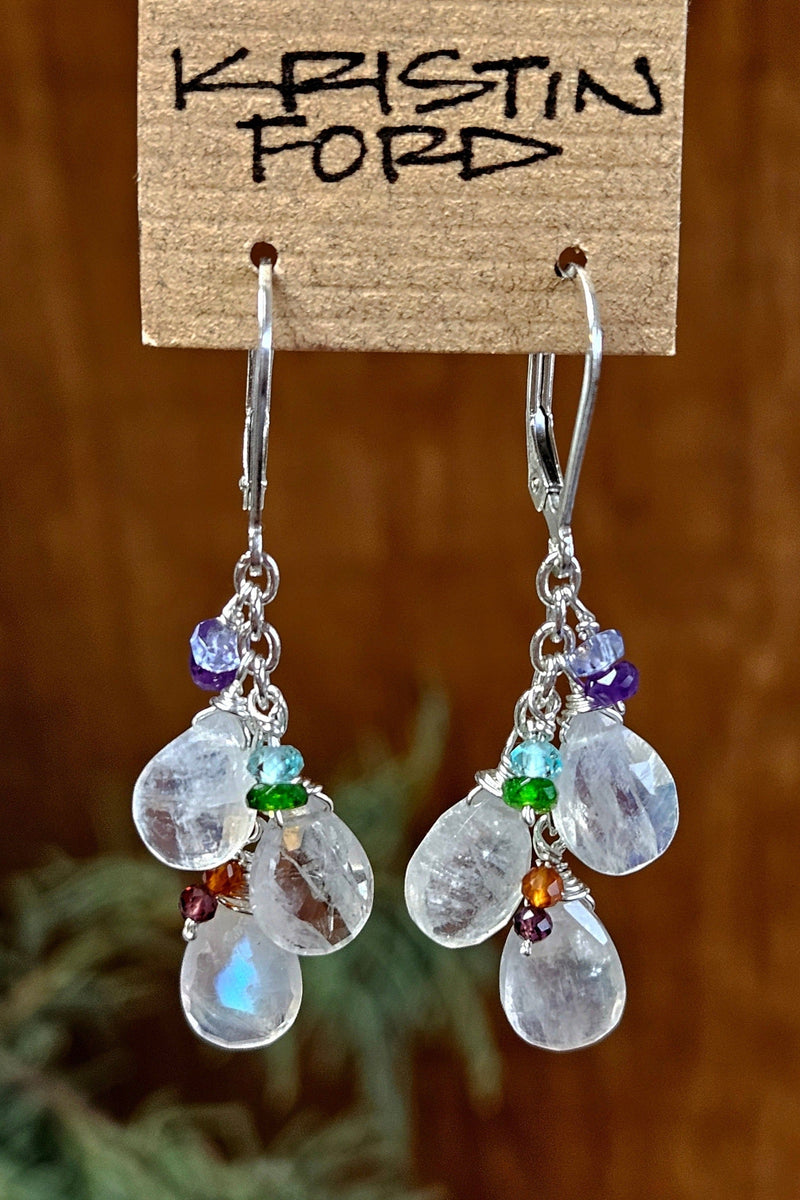 Rainbow Moonstone & Multi Color Gem Stone Earrings EWH1824 ...